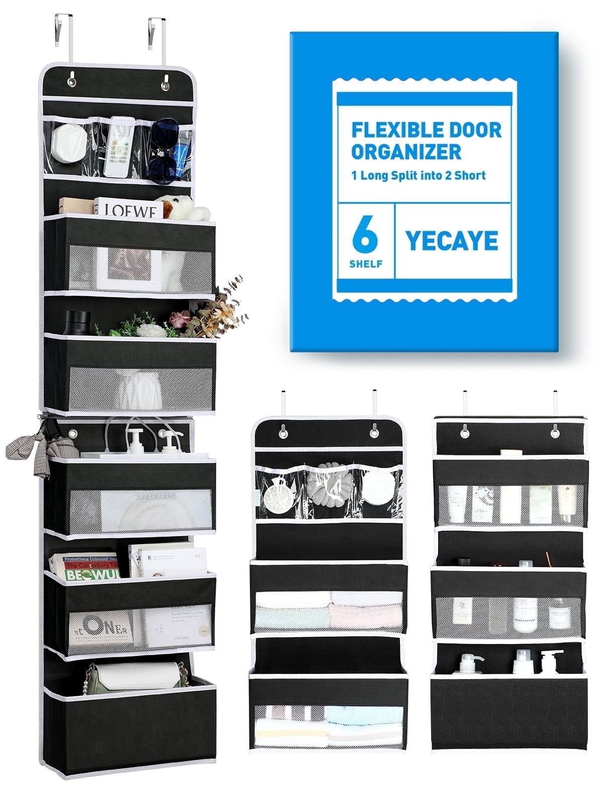 Yecaye 6-Shelf Over The Door Organizer for Bedroom Clothes, Swing-Proof ...