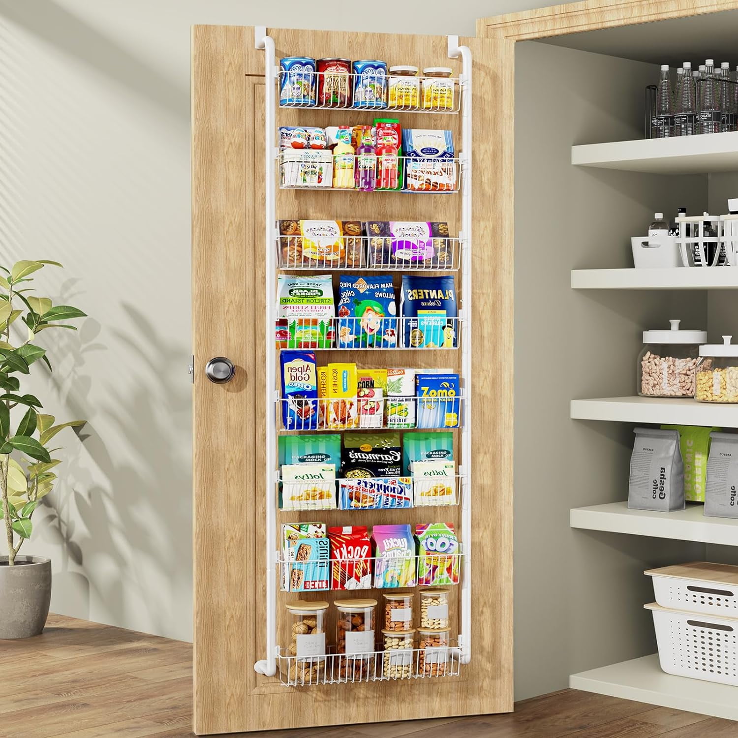 Over The Door Pantry Organizer, 8-Tier Pantry Organization and Storage ...