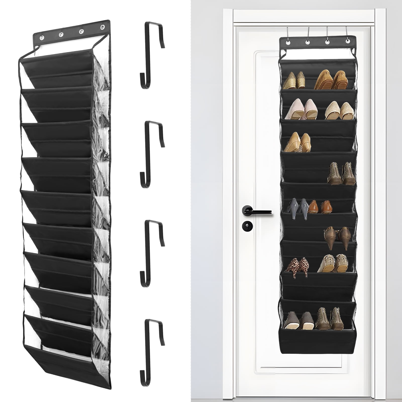 Over The Door Shoe Organizer for Closet Door 10 Tier Cloth Hanging Shoe ...