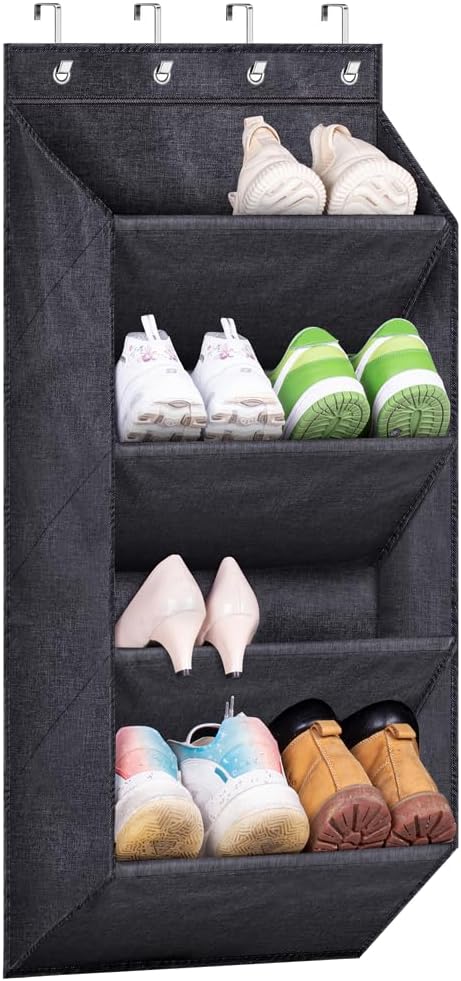 Over The Door Shoe Organizer for Closet with Large Deep Pockets, Narrow ...
