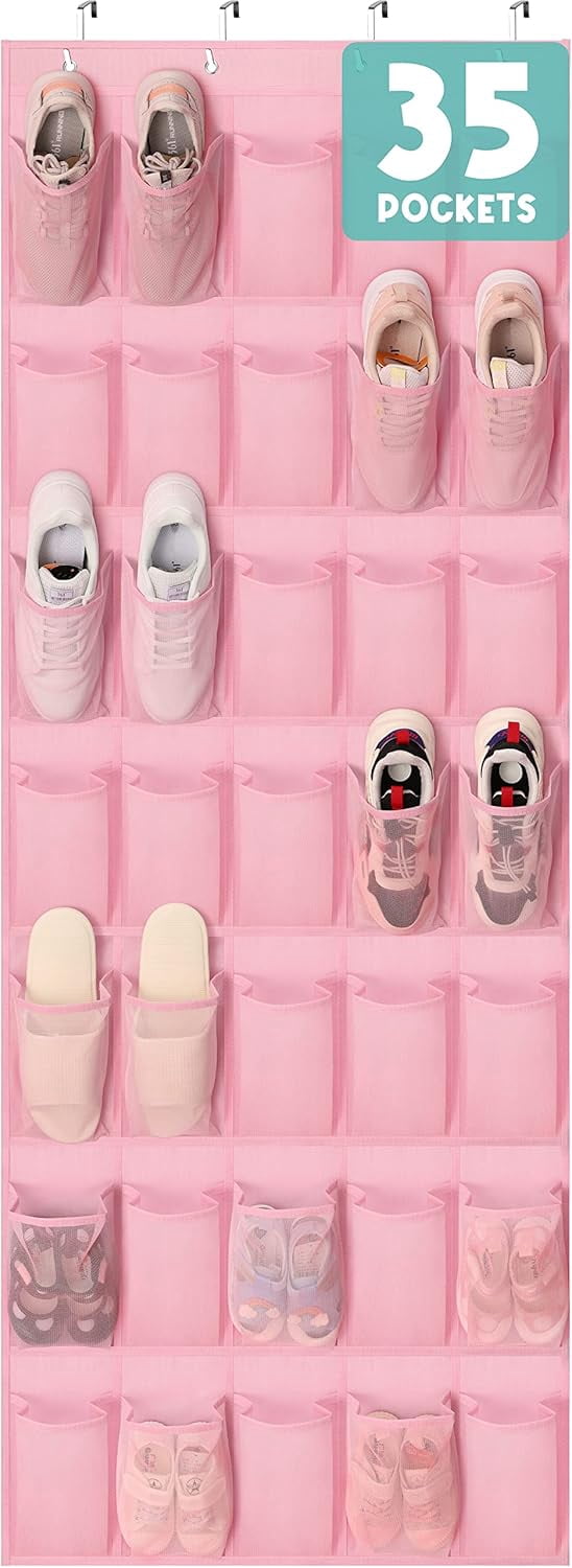 Over The Door Shoe Organizers 35 Mesh Pockets Hanging Shoe Organizer ...