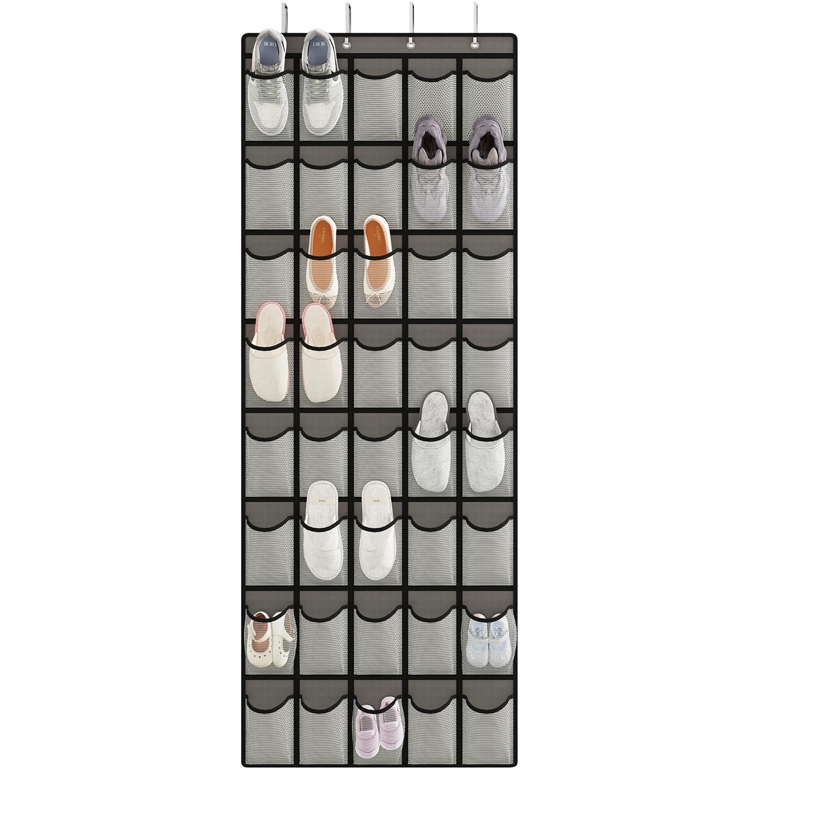 Over The Door Shoe Organizers 40 Mesh Pockets Hanging Shoe Organizer ...