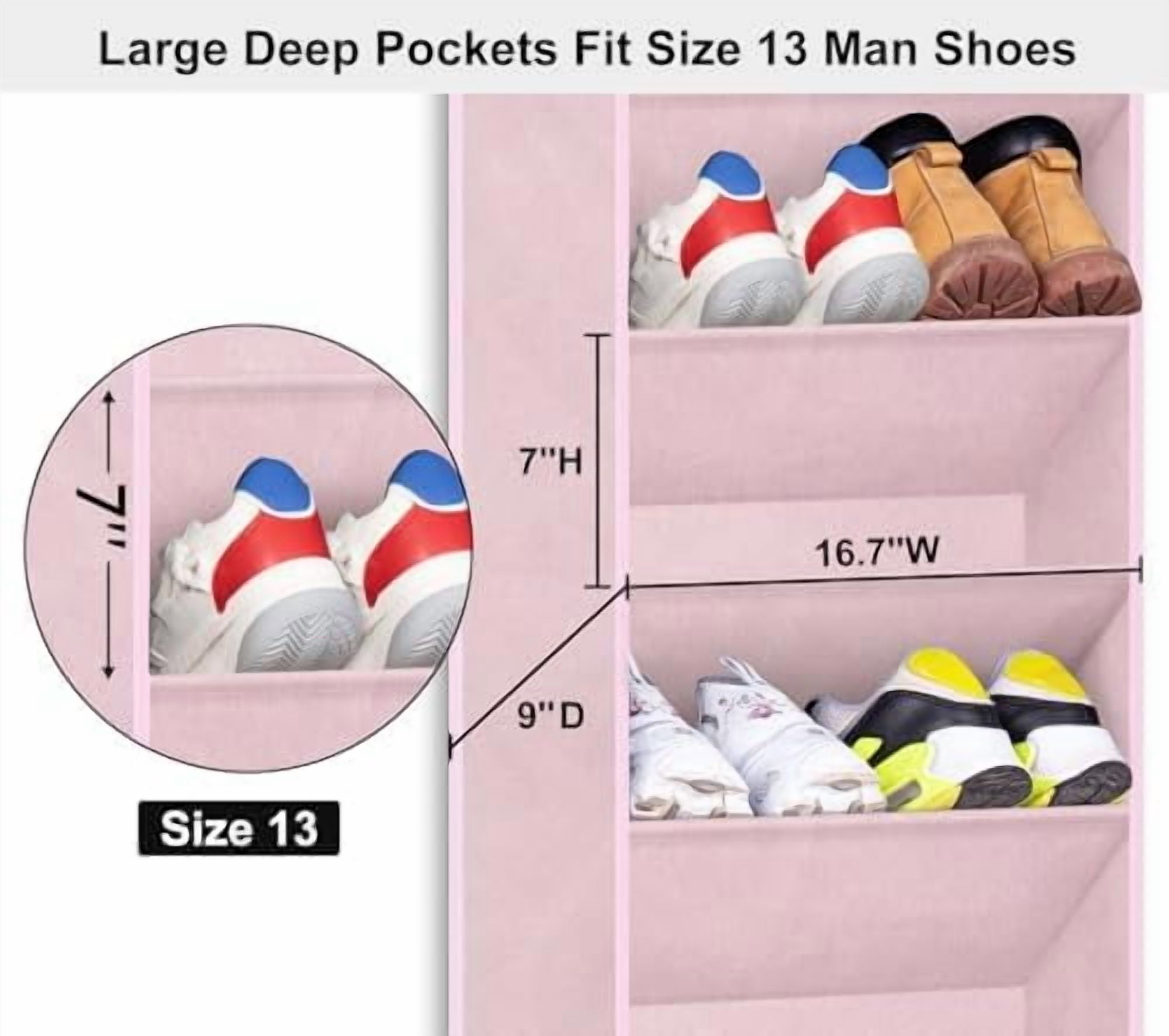 Over The Door Shoe Rack with Large Deep Pockets, Kids Shoe Organizer ...