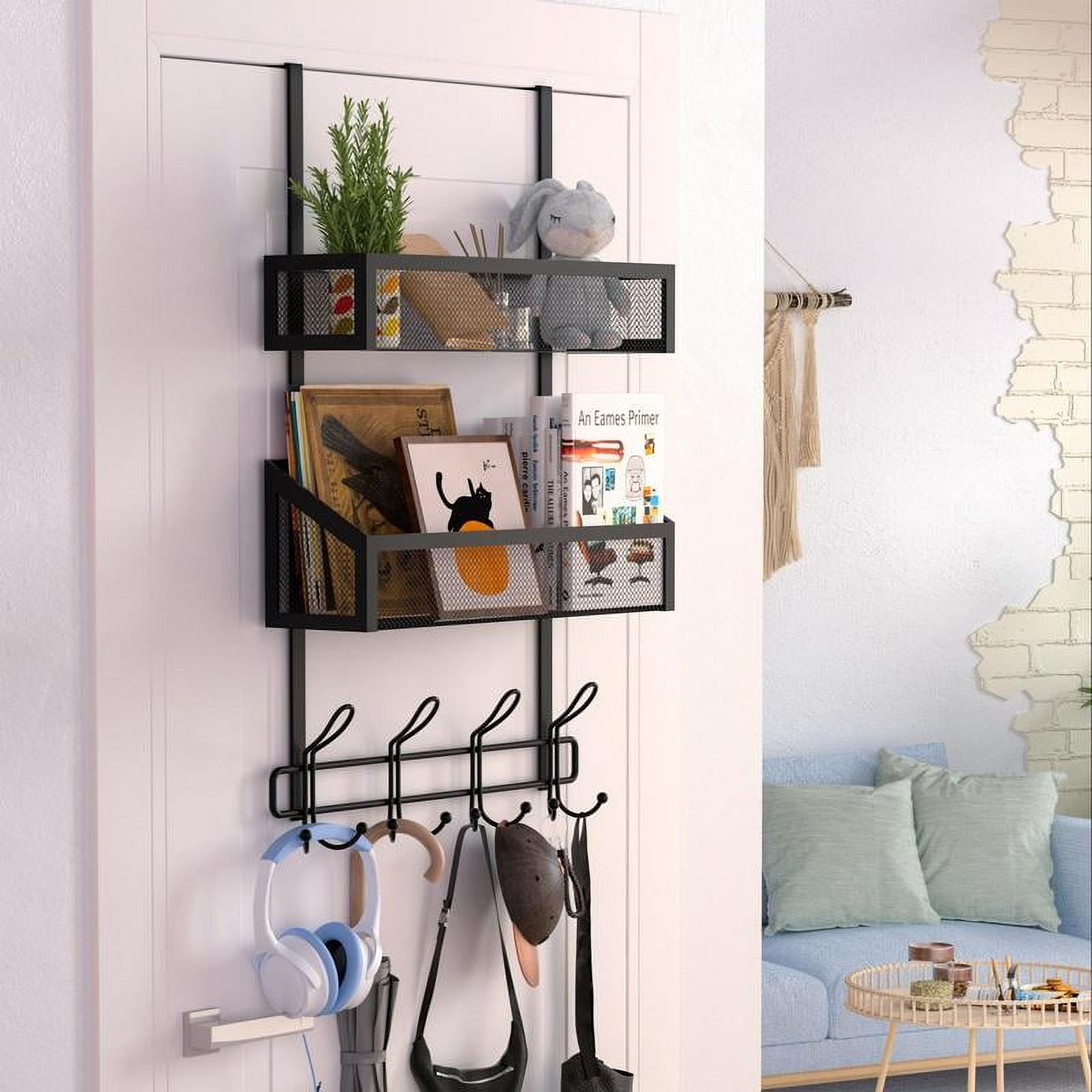 Over The Door Storage Rack, Wall Mounted Over The Door Hanger with 12 ...