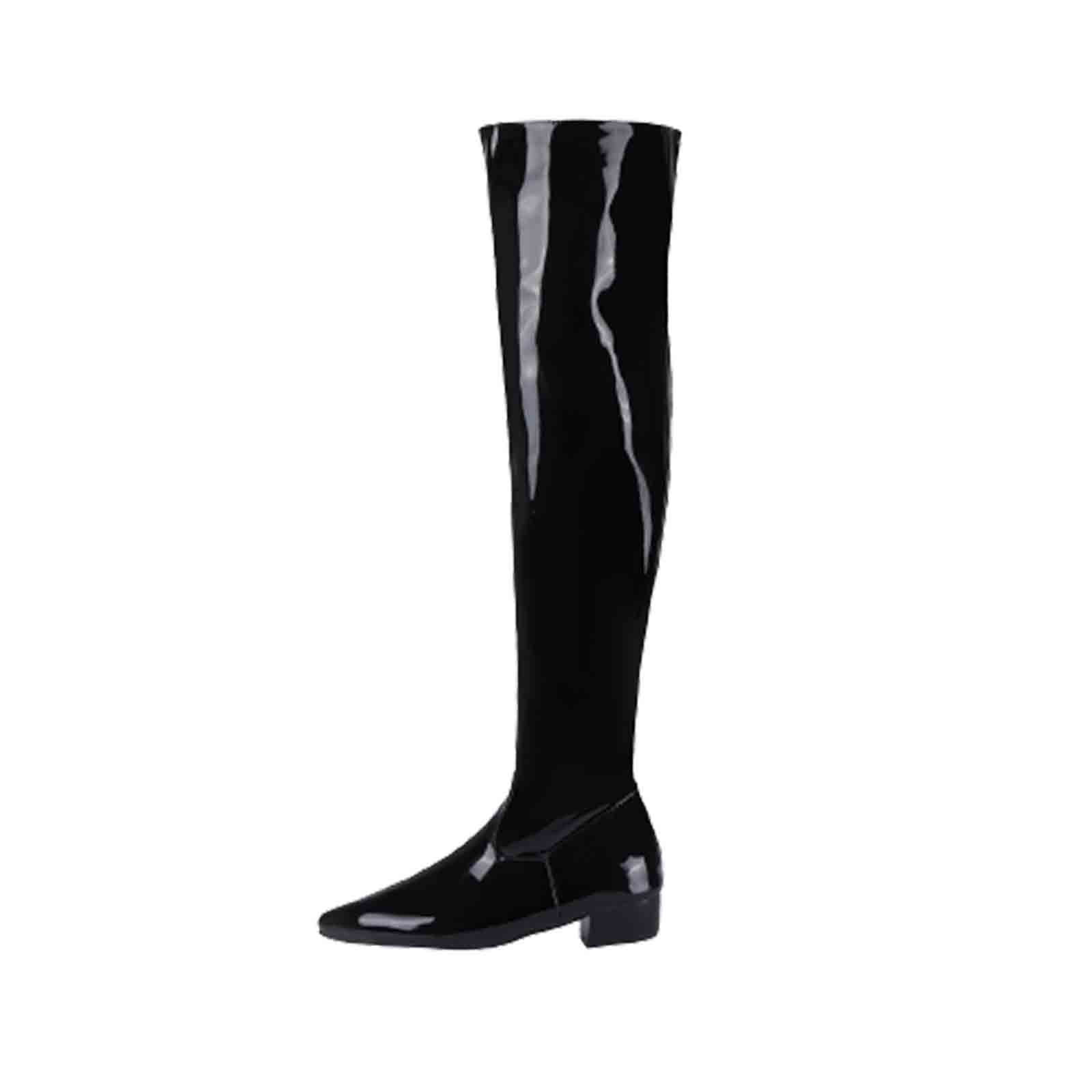 Over The Knee Go Go Boots for Women Chunky Stacked Pointed Toe Party ...