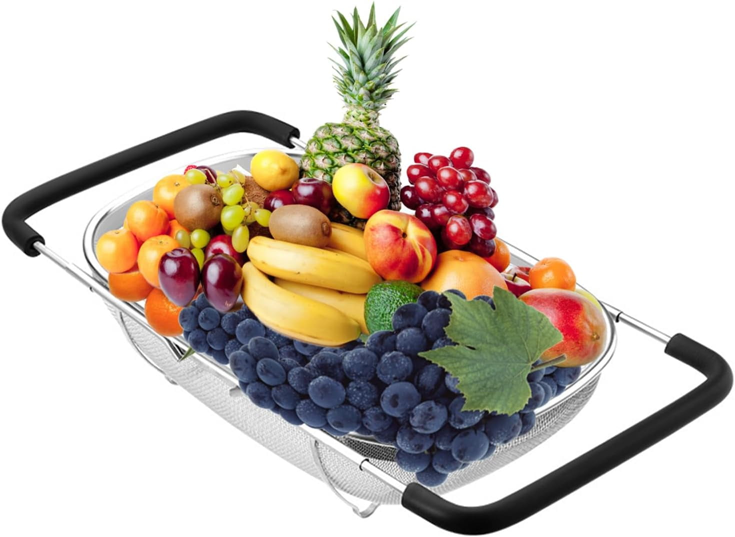 Over The Sink Colander 6 Quart Stainless Steel Fine Mesh Strainer ...