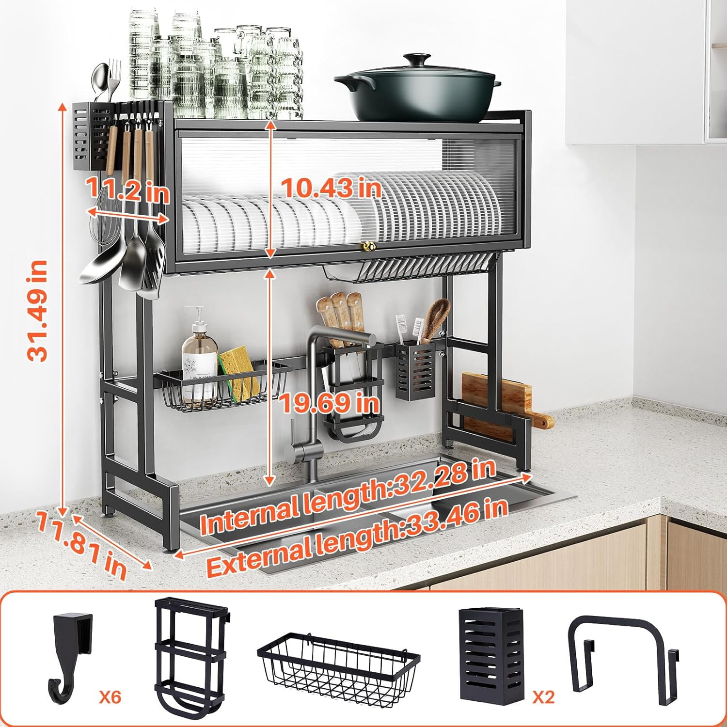 Over The Sink Dish Drainer Drying Rack 3 Tiers with Cover - Walmart.com