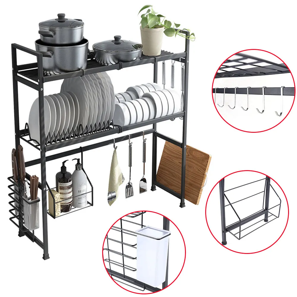 Over The Sink Dish Drying Rack 2-Tier Stainless Steel Above Sink Dish ...