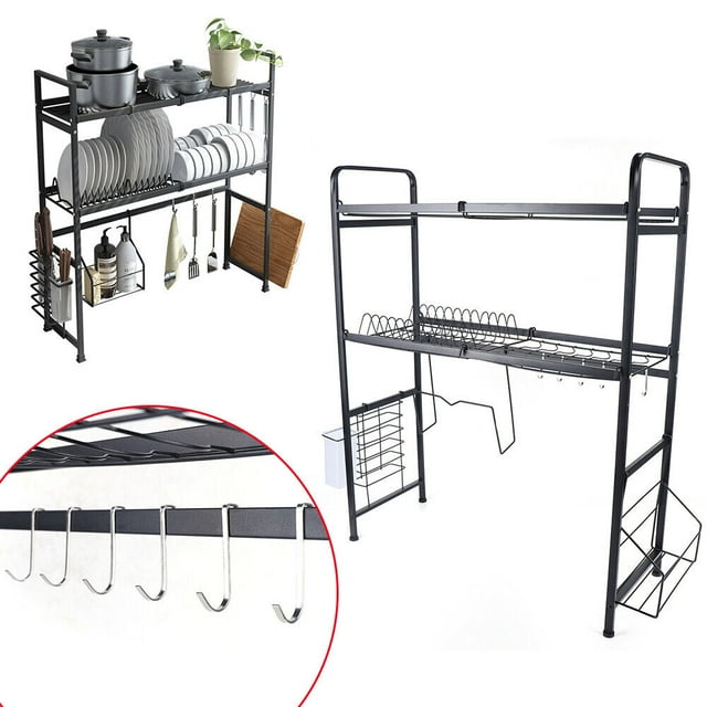 Over The Sink Dish Drying Rack 2 Tier Stainless Steel Above Sink Dish ...