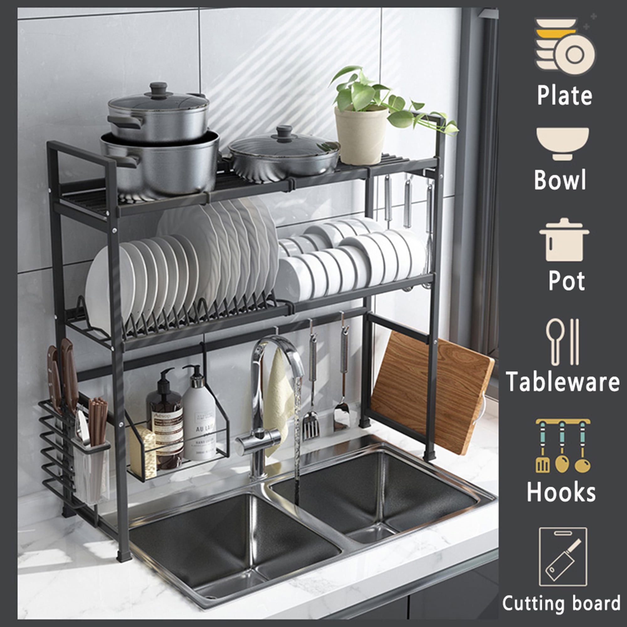 Over The Sink Dish Drying Rack, 201 Stainless Steel Dish Rack ...