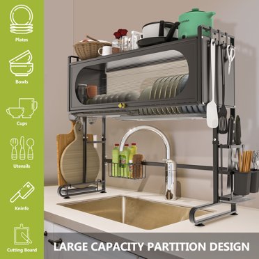 Blaward Large Dish Drying Rack with Utensil Holder, Swivel Spout ...