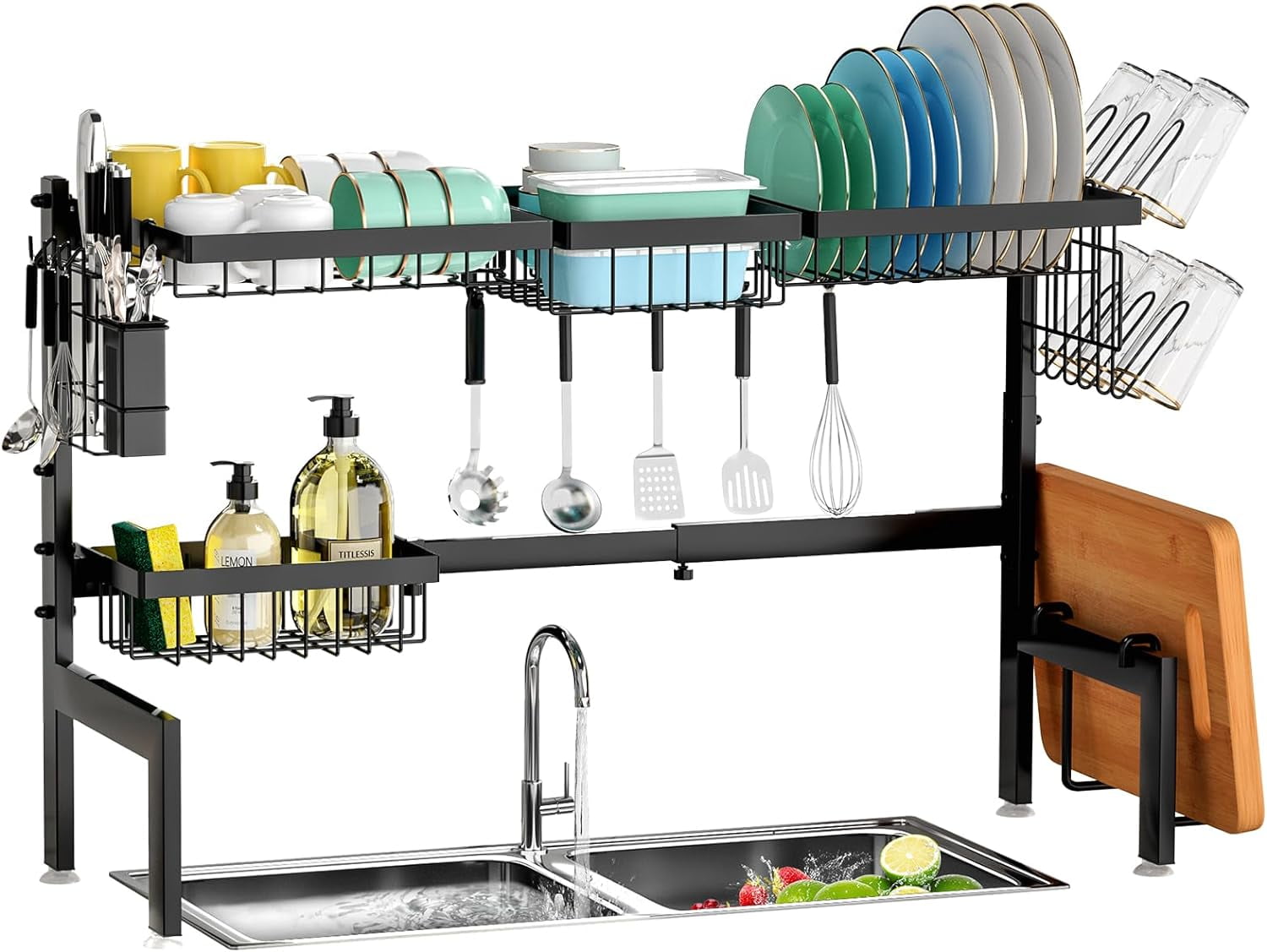 Over The Sink Dish Drying Rack,Expandable 2-Tier Stainless Steel Over ...
