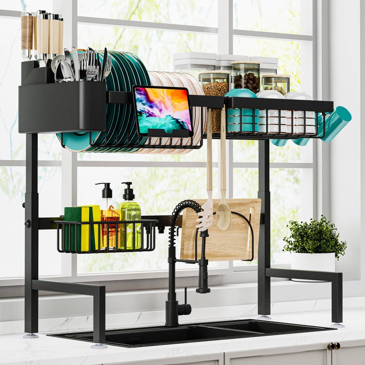 Over The Sink Dish Drying Rack (Expandable Height and Length) Snap-On ...