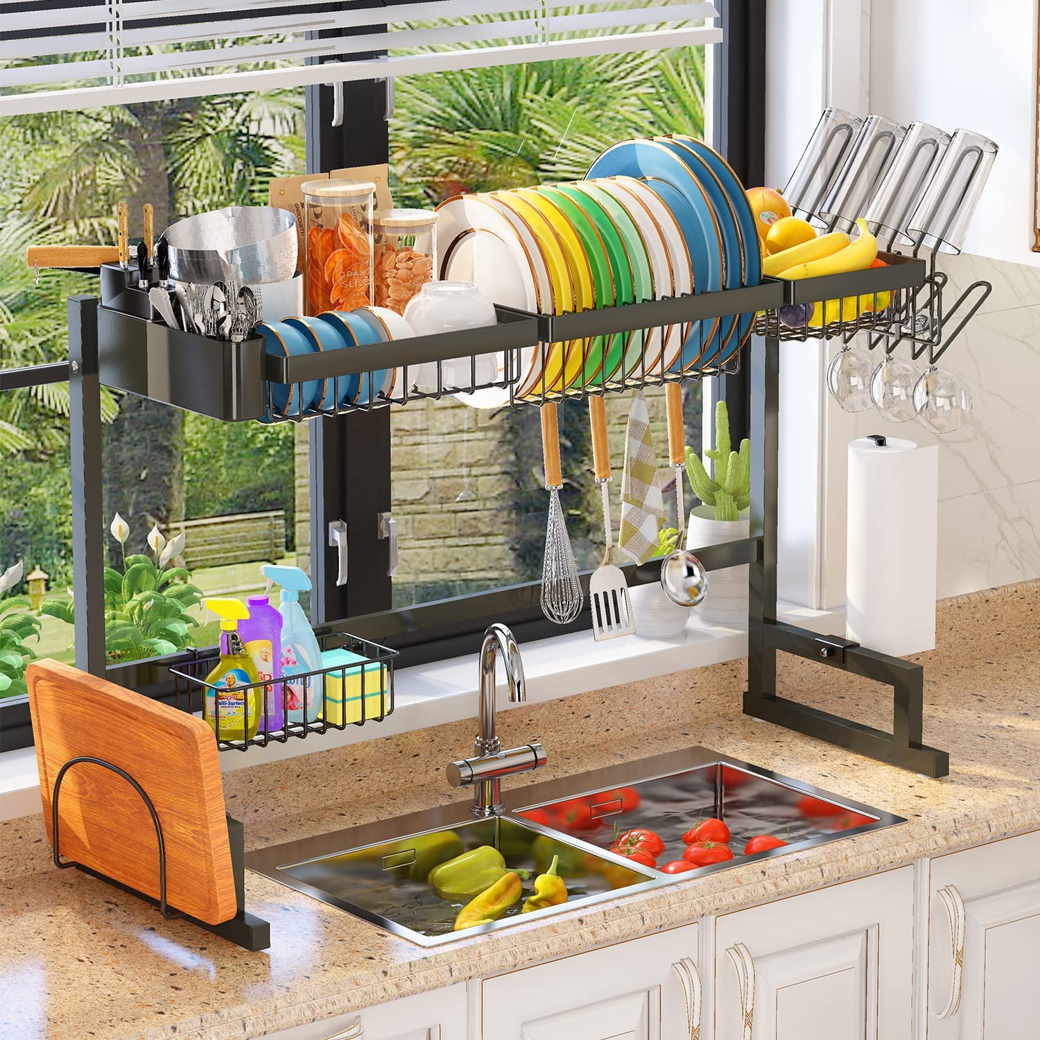 Over The Sink Dish Drying Rack (Expandable Height and Length) Snap-On ...