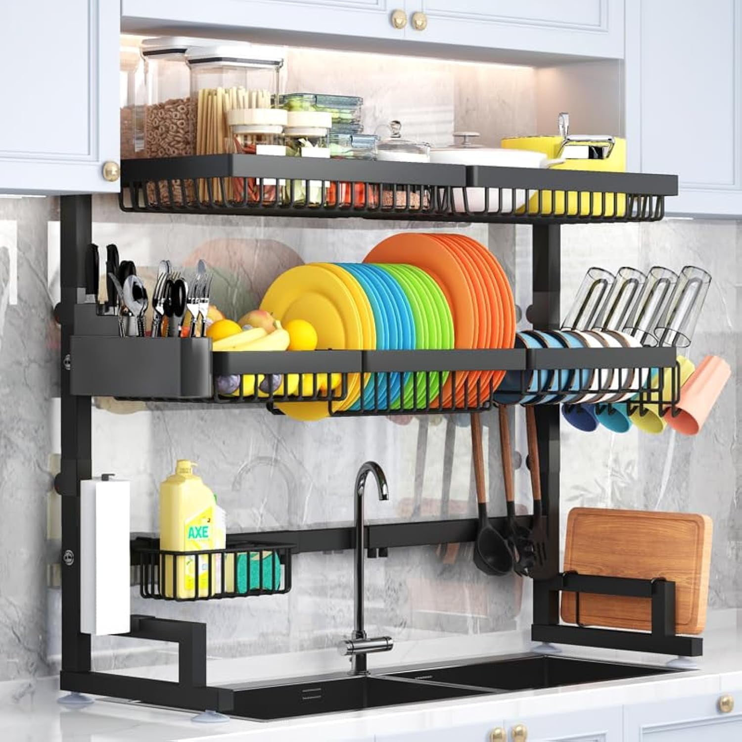Over The Sink Dish Drying Rack (Expandable Height and Length) Snap-On ...