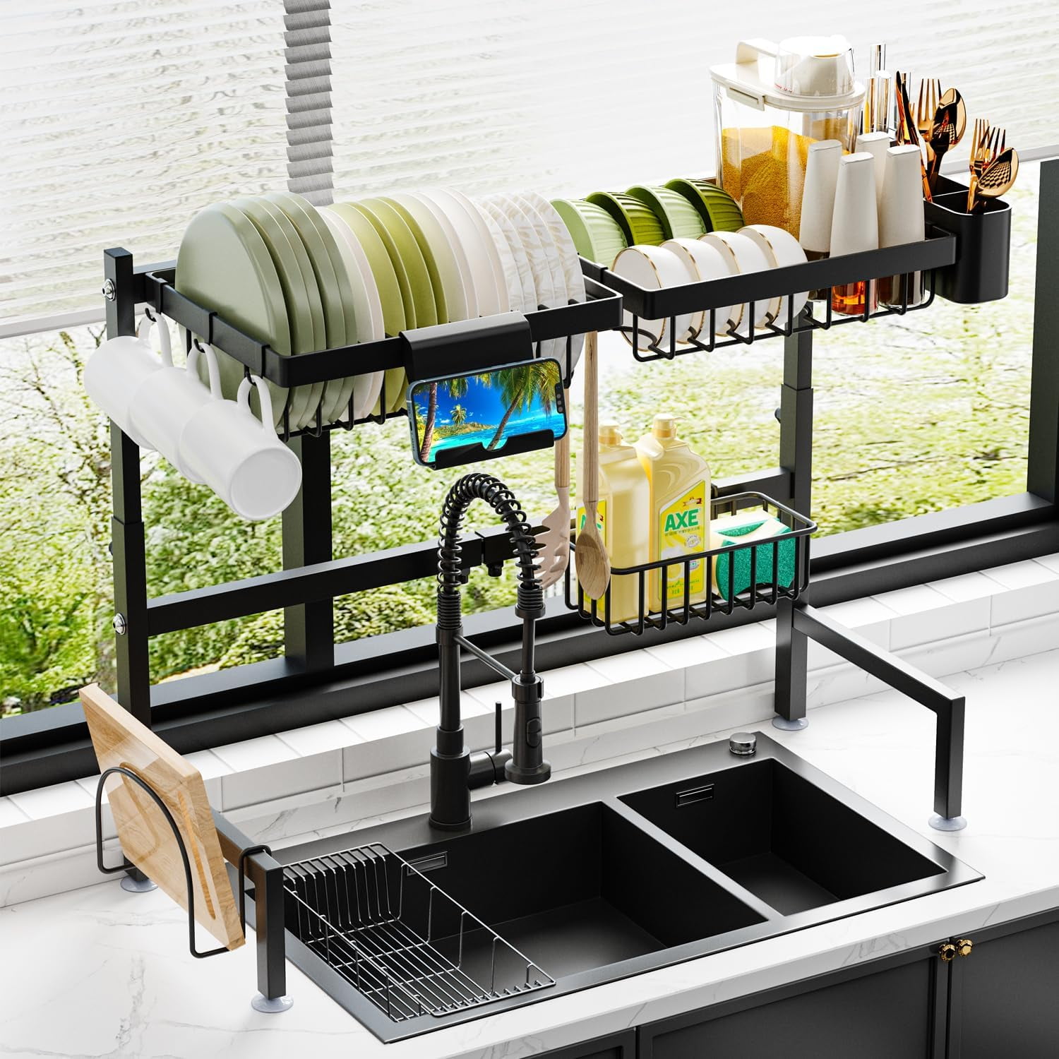 Over The Sink Dish Drying Rack (Expandable Height and Length) Snap-On ...