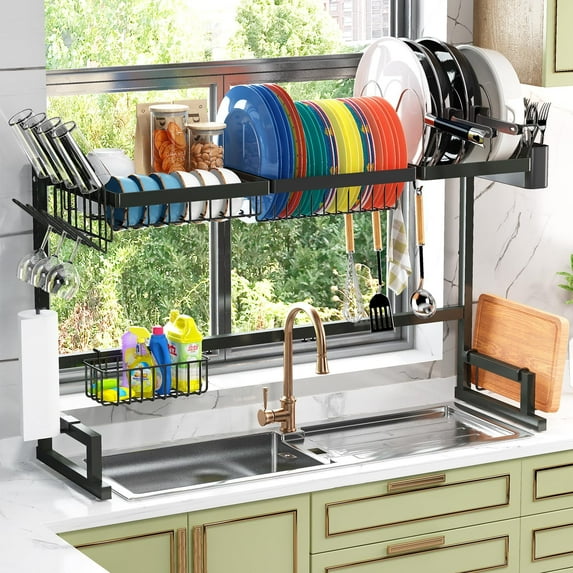 Over The Sink Dish Drying Rack (Expandable Height and Length) Snap-On ...