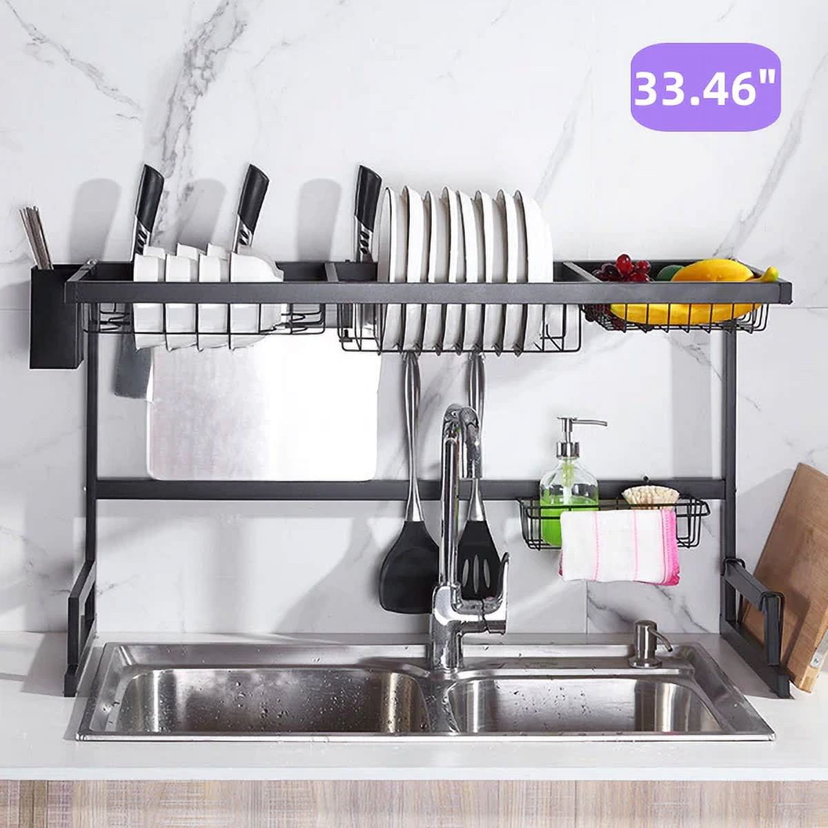 Over The Sink Dish Drying Rack, Large Stainless Steel Drainage Rack 2 ...