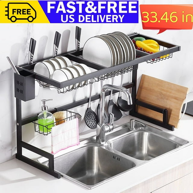 Over The Sink Dish Drying Rack, Large Stainless Steel Drainage Rack 2 ...