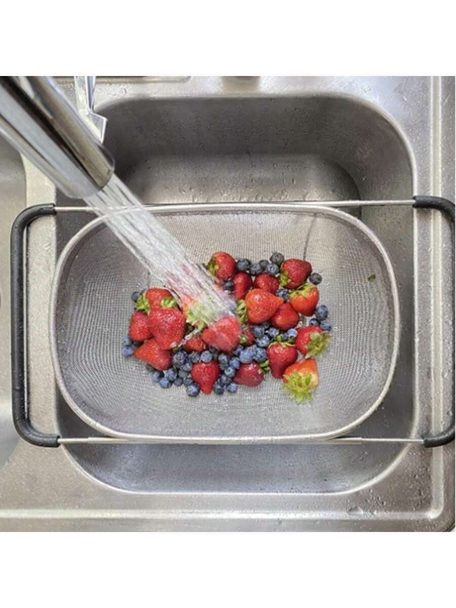 Over-The-Sink Stainless Steel Colander Strainer - Oval Expandable ...