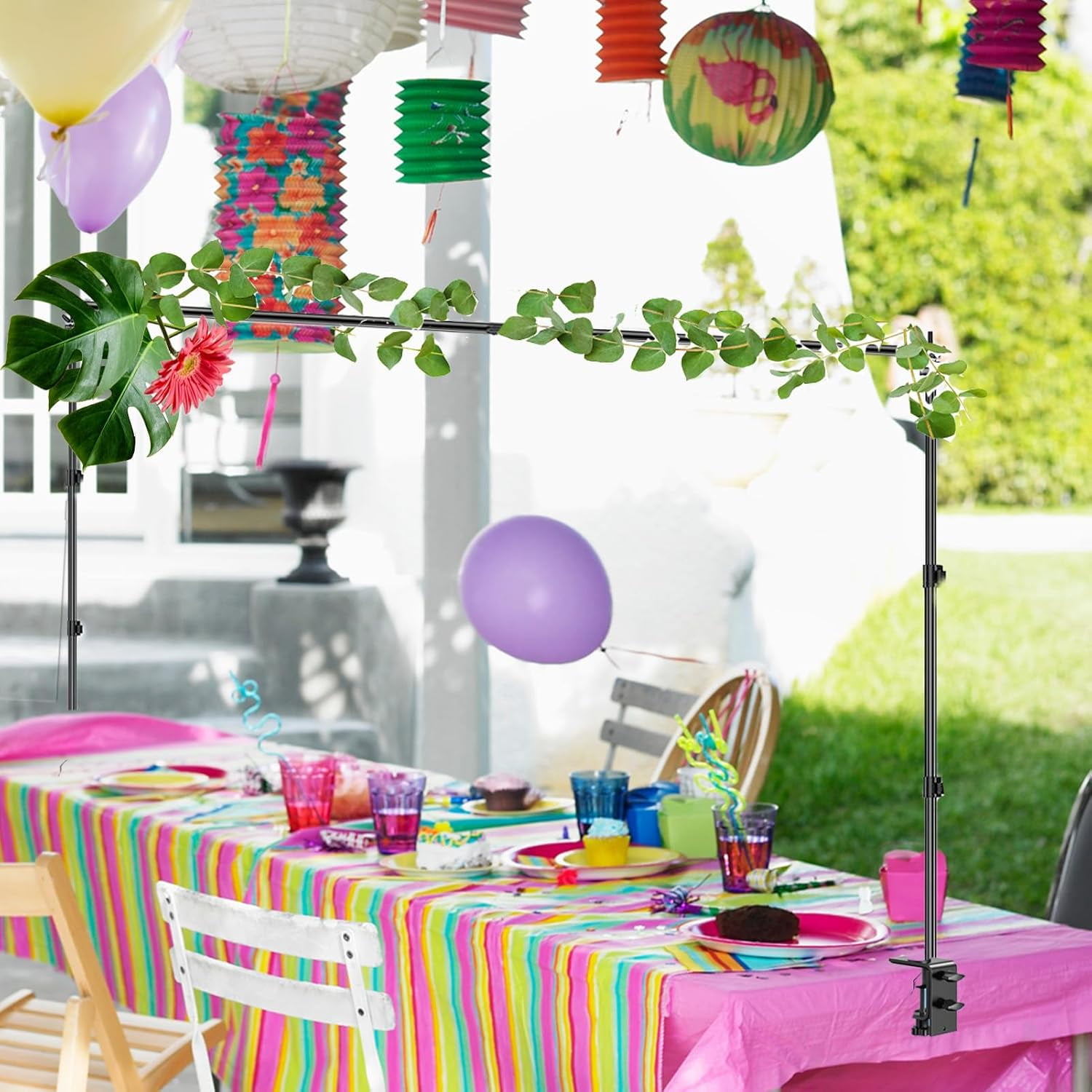 Over The Table Rod Stand with Clamps,Black Metal Arch Stand Rod ...