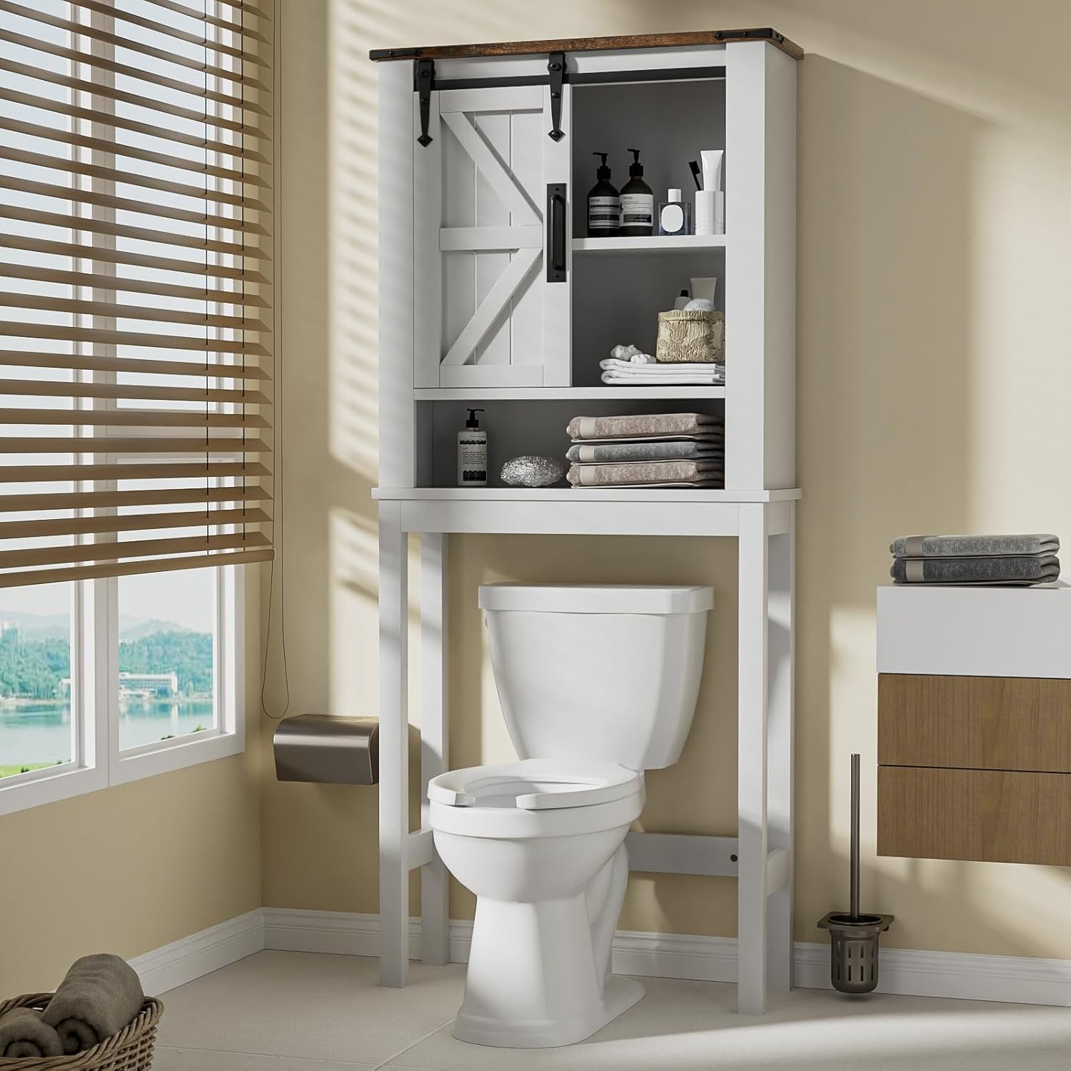 Over The Toilet Cabinet Farmhouse Above Toilet Cabinet with Adjustable ...
