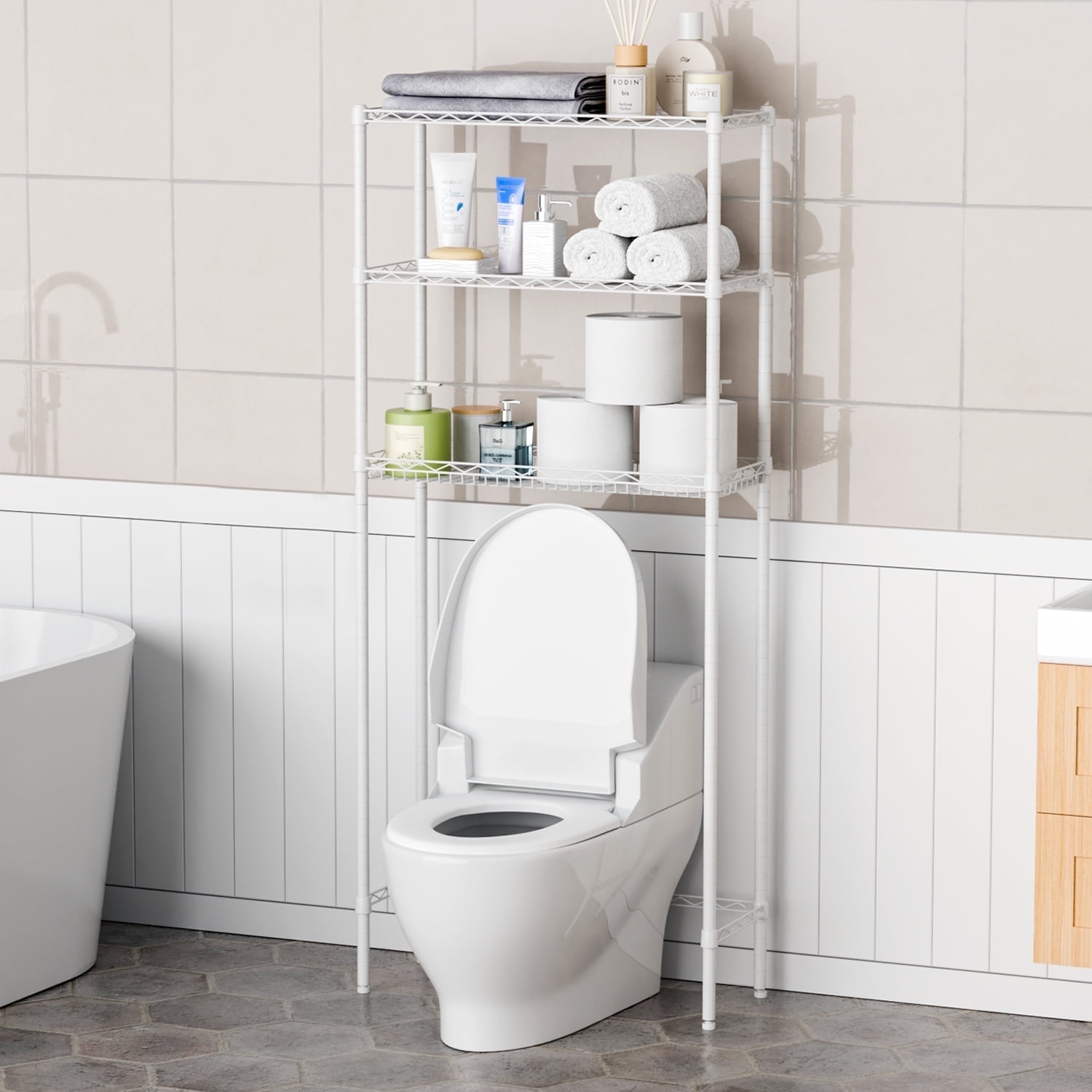 TINANA Metal Bathroom Stand: 3 Tier Over The Toilet Storage Shelves ...