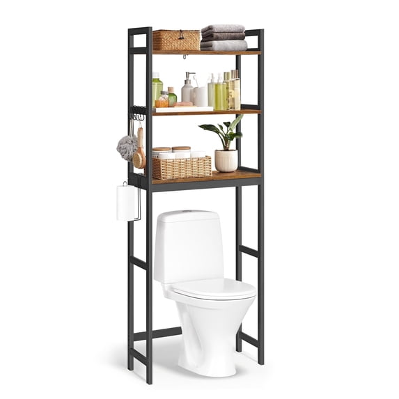 SONGMICS, Over The Toilet Storage, 64.2"H, Rustic Brown and Ink Black ...