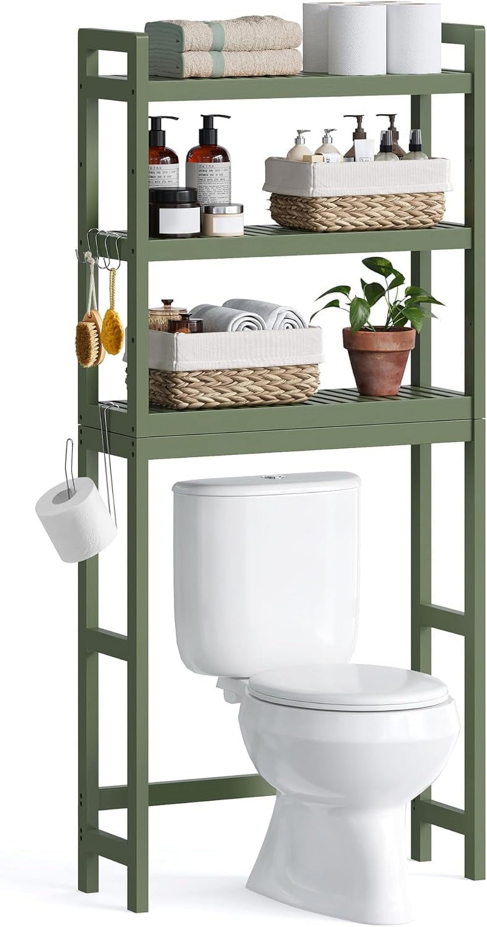 Over The Toilet Storage, 3-Tier Over Toilet Bathroom Organizer with Adjustable Shelf, 10.2 x 24. ...