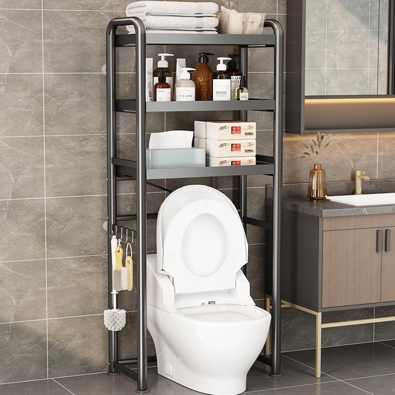Over-The-Toilet-Storage, 3 Tier Over Toilet Bathroom Organizer Overhead ...