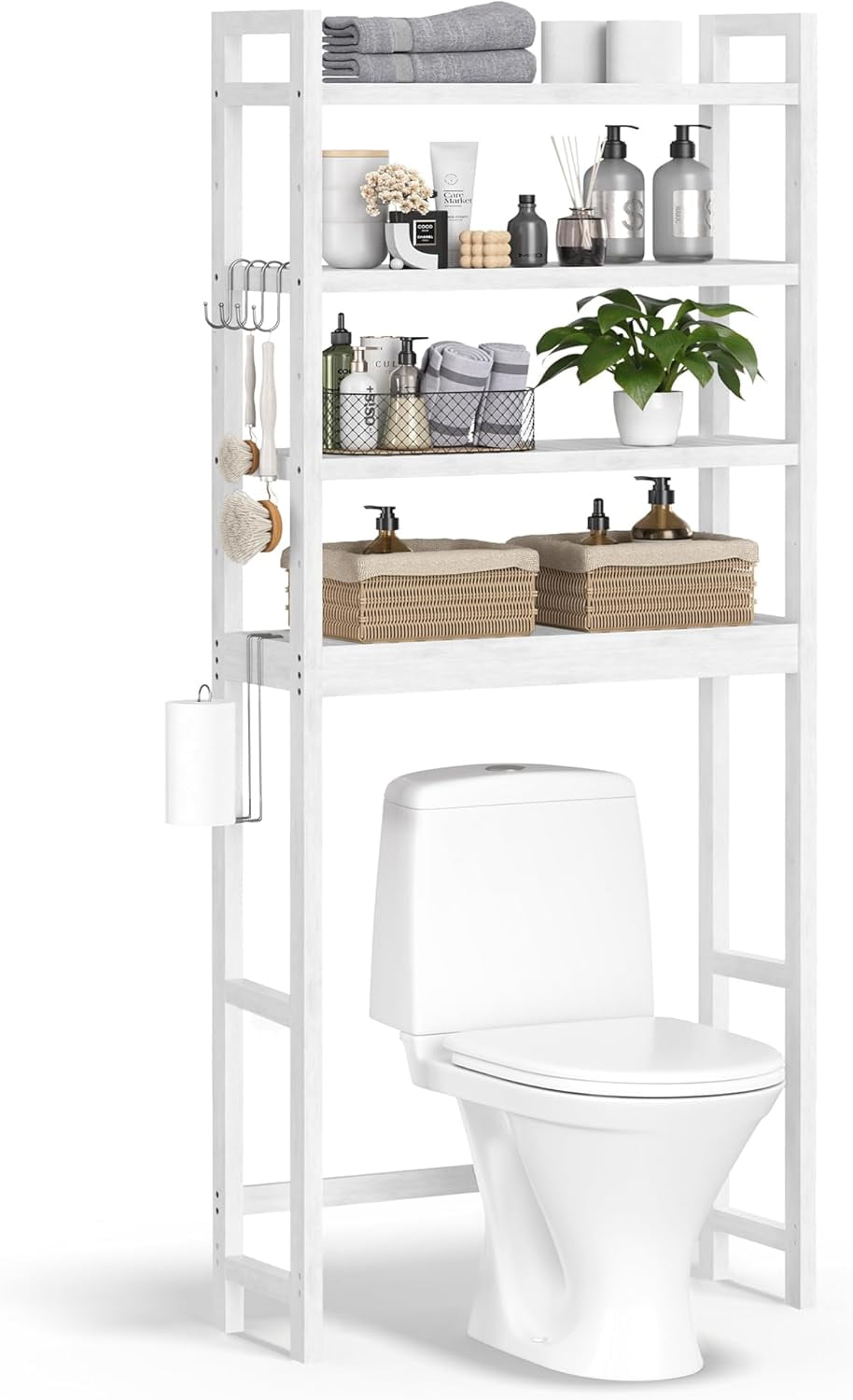 Over The Toilet Storage, 4-Tier Over Toilet Bathroom Organizer with ...