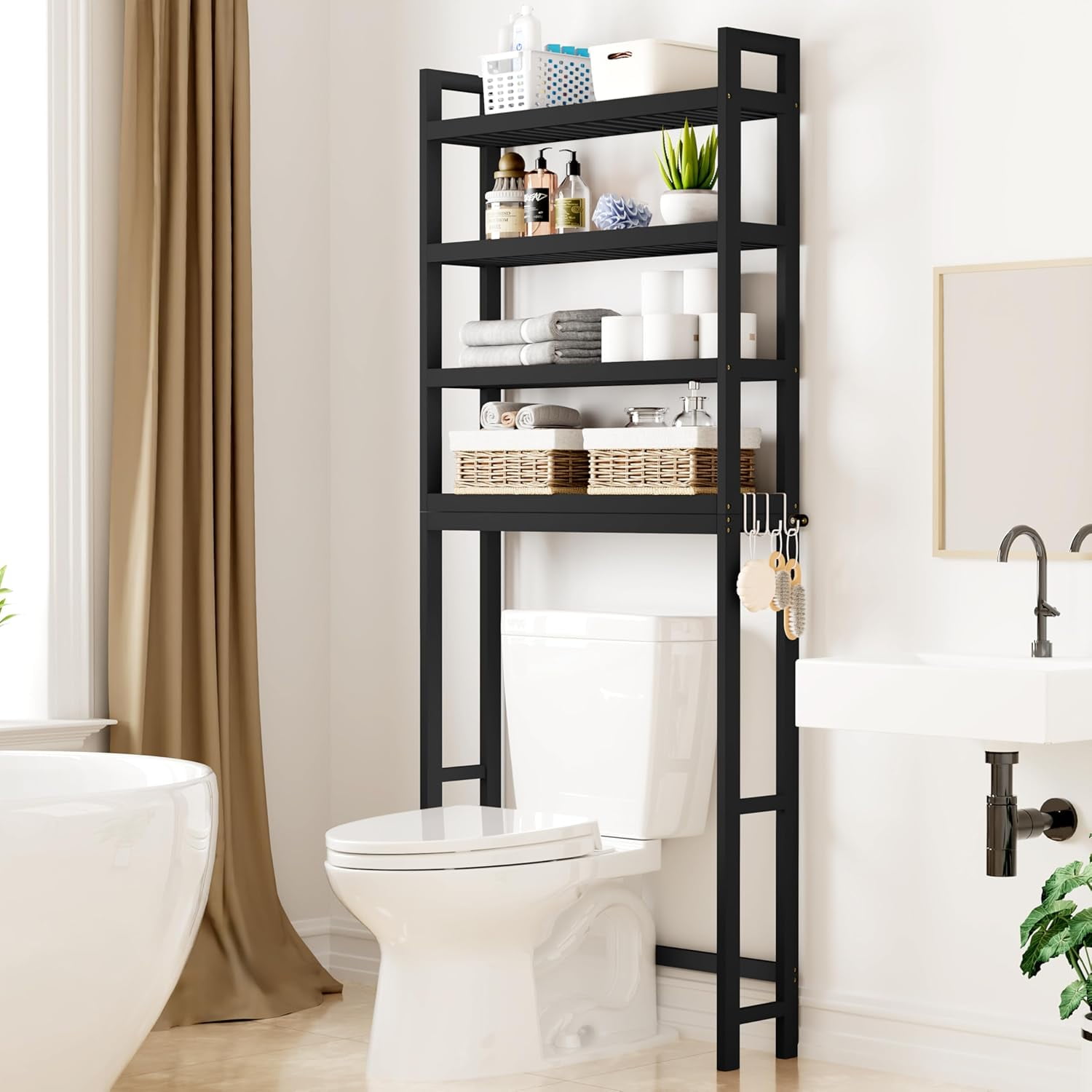 Over The Toilet Storage, Bamboo Over Toilet Bathroom Organizer ...