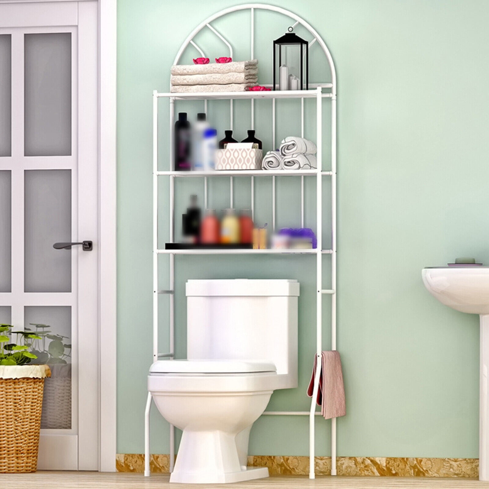 Over The Toilet Storage, Bathroom Organizer, 3-Tier White Bathroom ...