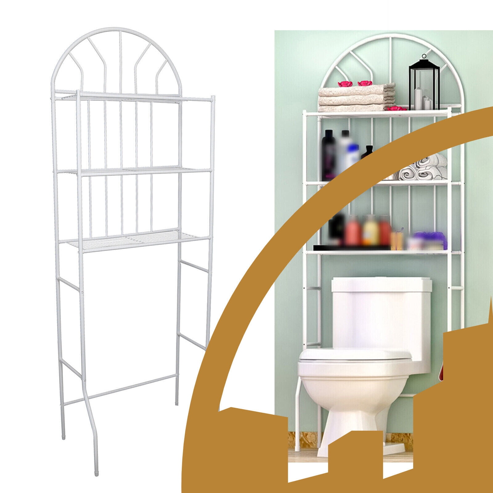 Over The Toilet Storage Bathroom Organizer Rack 3-Tier Bathroom Shelf ...