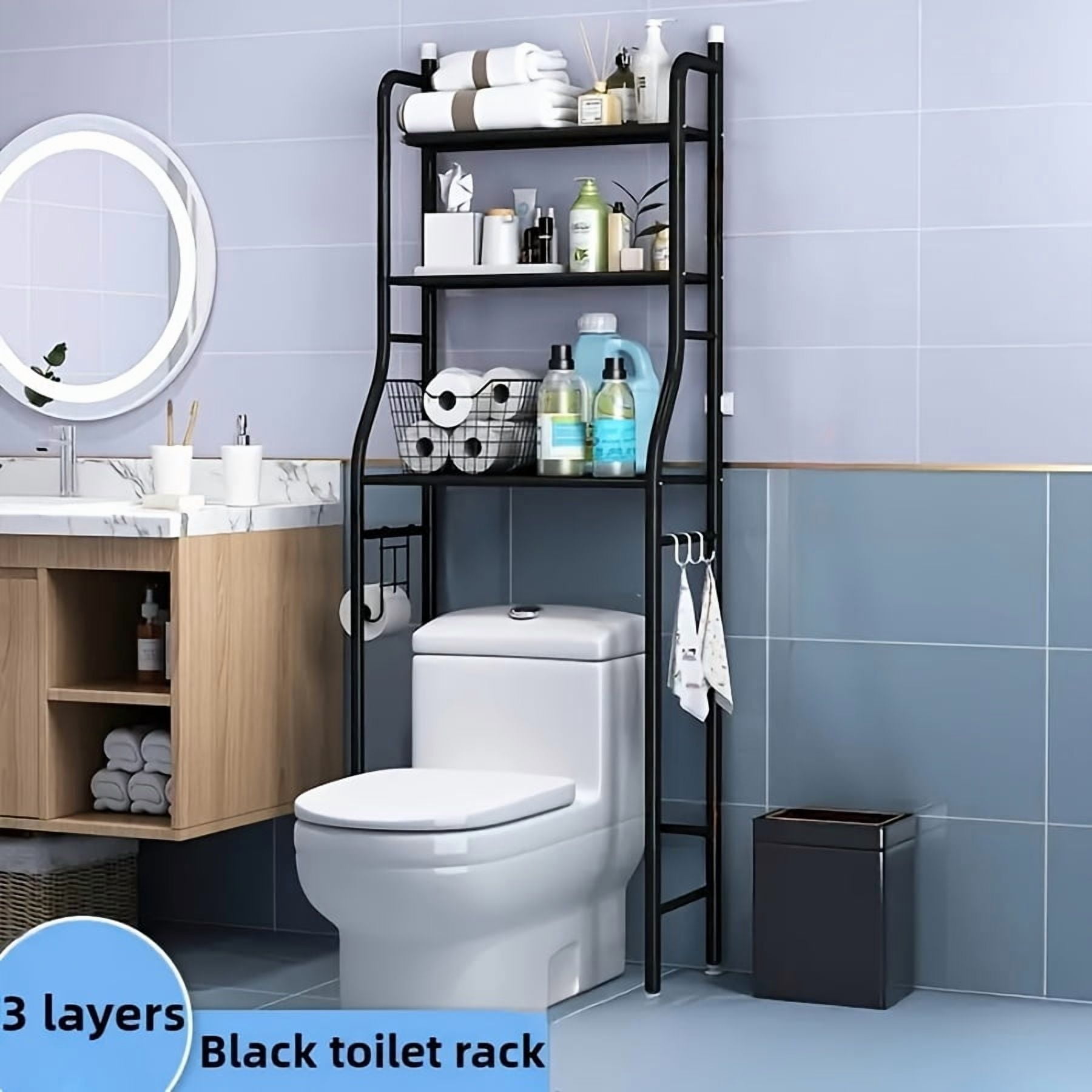 Over-The-Toilet Storage Cabinet | 3-Tier Metal FreestandingOrganizer ...