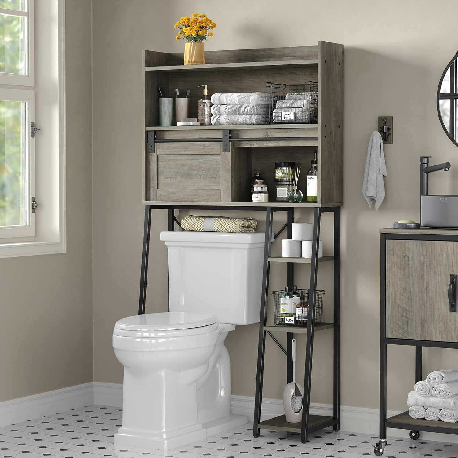 Over The Toilet Storage Cabinet 6-Tier Toilet Organizer Bathroom Shelf ...