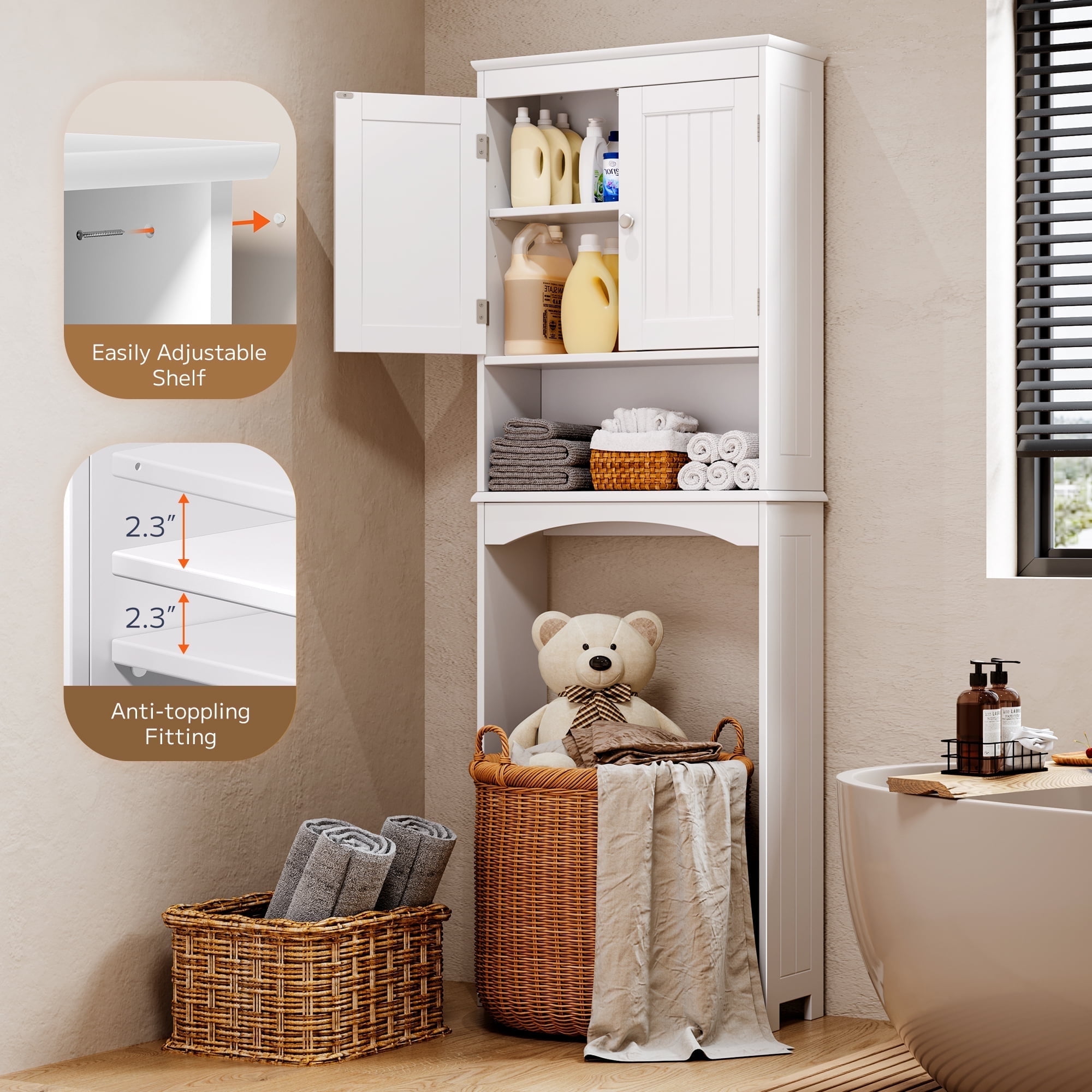 Over The Toilet Storage Cabinet, Asofer Bathroom Shelf Organizer with ...