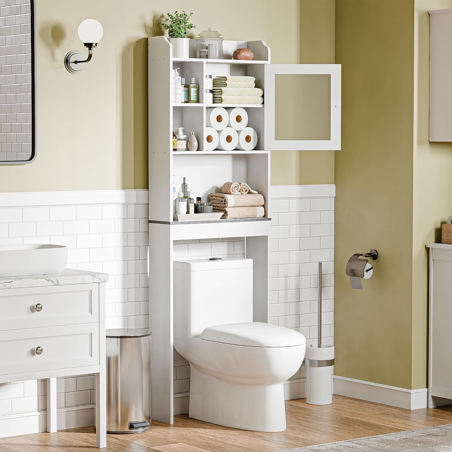 Over The Toilet Storage Cabinet Bathroom Organizer with Adjustable ...