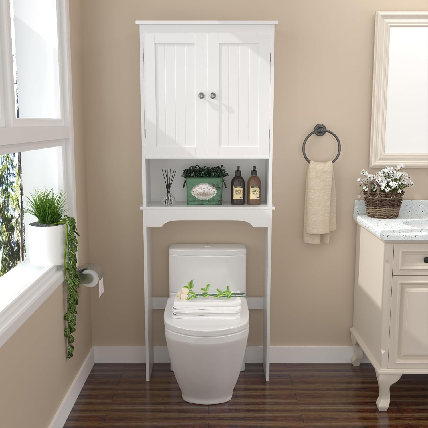 Over The Toilet Storage Cabinet, Bathroom Organizer with Shelves, Space ...
