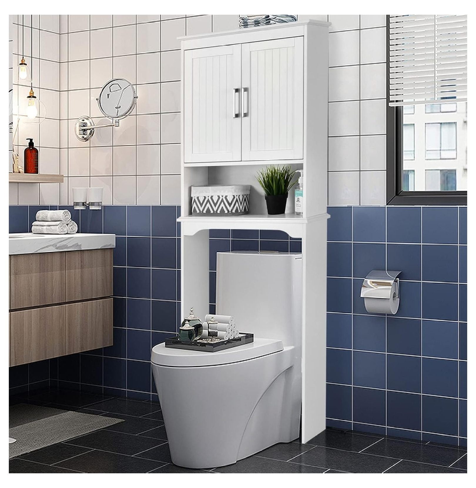 Over The Toilet Storage Cabinet, Bathroom Space Saver with Adjustable ...