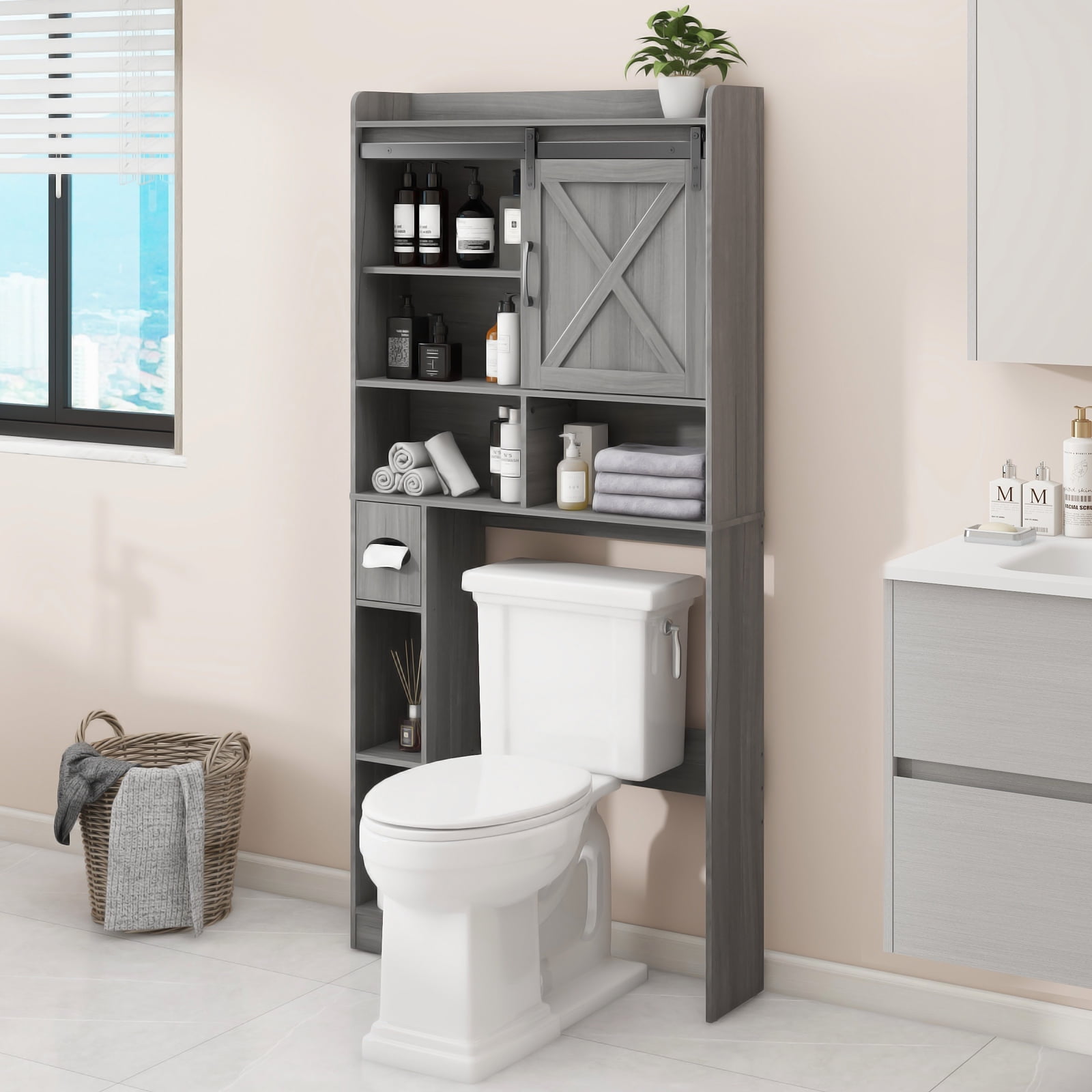 Over The Toilet Storage Cabinet, Farmhouse Storage Cabinet Over Toilet ...