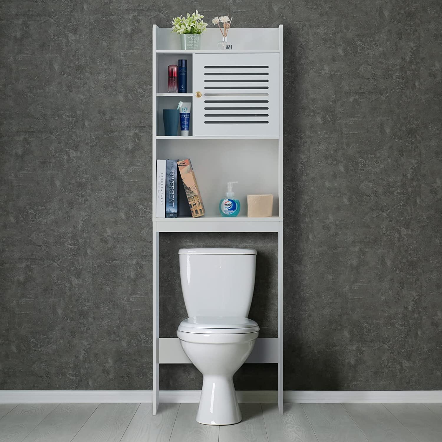 Over The Toilet Storage Cabinet Organzier, 71.45" H Freestanding ...