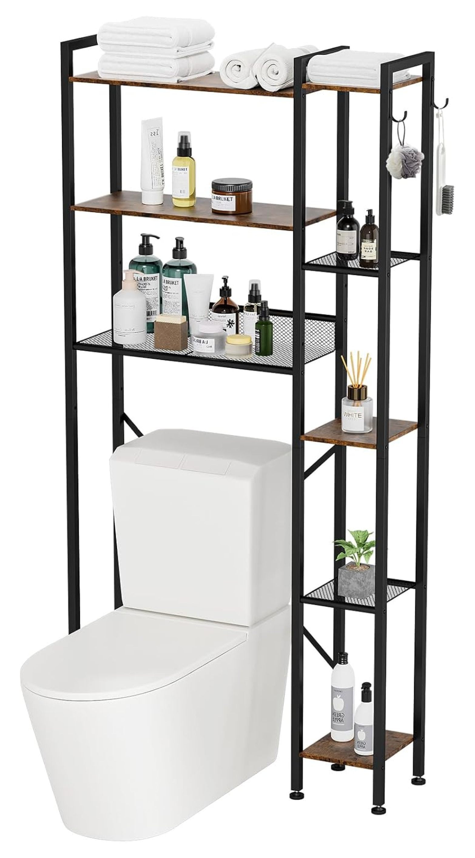 Over-The-Toilet Storage Organizer 4-Tier - Adjustable Bathroom Shelves ...