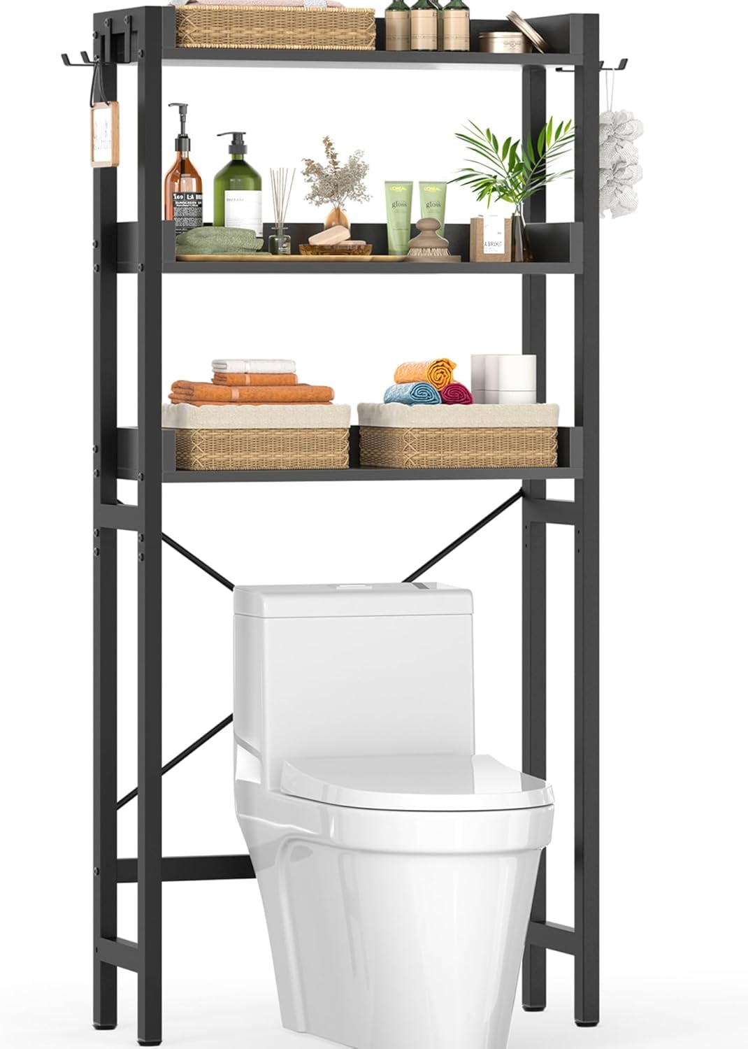 Over-The-Toilet Storage Rack, 3-Tier Bathroom Organizer Shelf Over ...