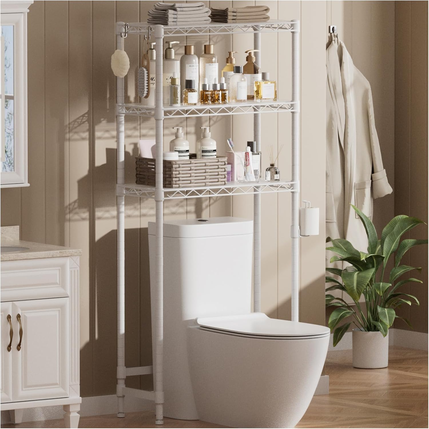 Over-The-Toilet Storage Rack 3-Tier Bathroom Organizer and Storage ...