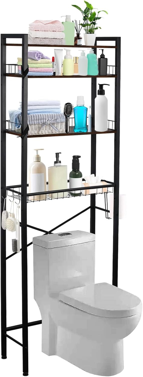 Over The Toilet Storage Rack, 4 Tier Freestanding Space Saver Bathroom ...