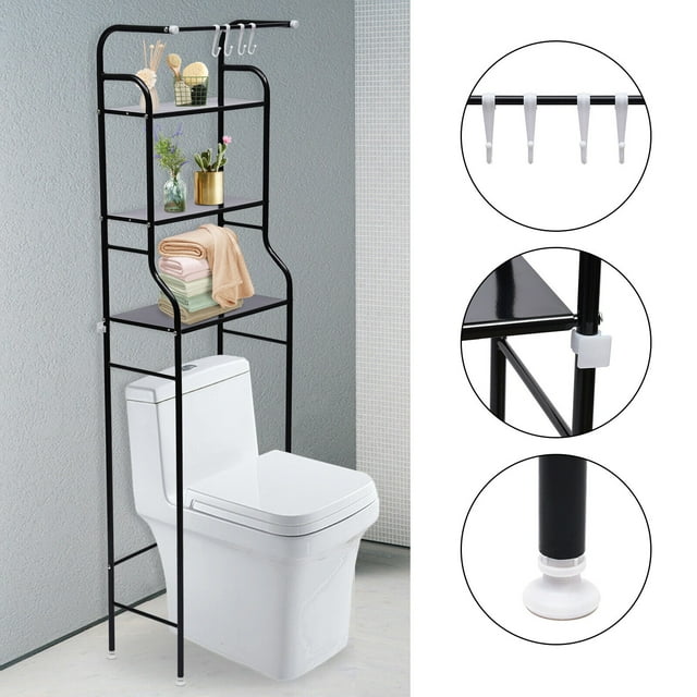 Over The Toilet Storage Rack 4-Tier Metal Bathroom Shelf Space Saver ...