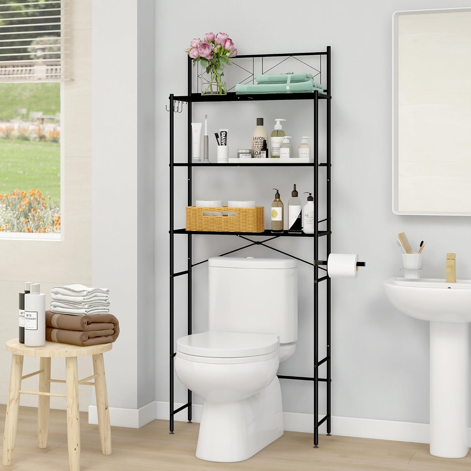 Over The Toilet Storage Rack,Metal 3-Tier Over Toilet Organizer Shelf ...