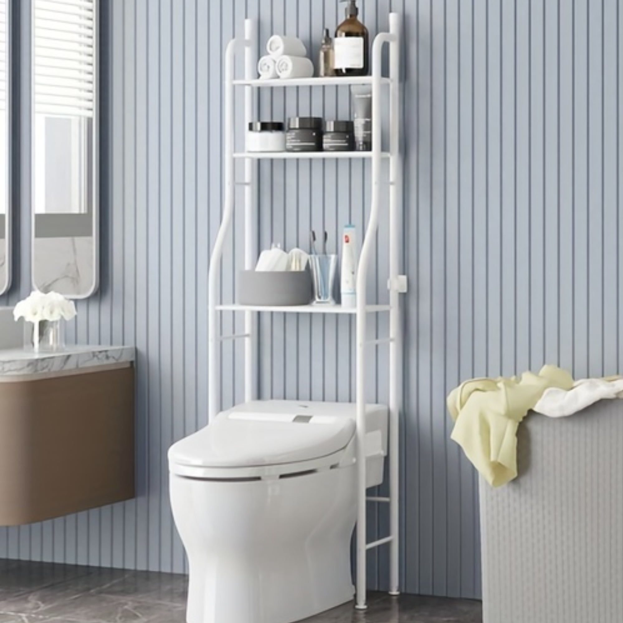 Sturdy Over The Toilet Storage Rack, Self-Standing Multifunctional ...