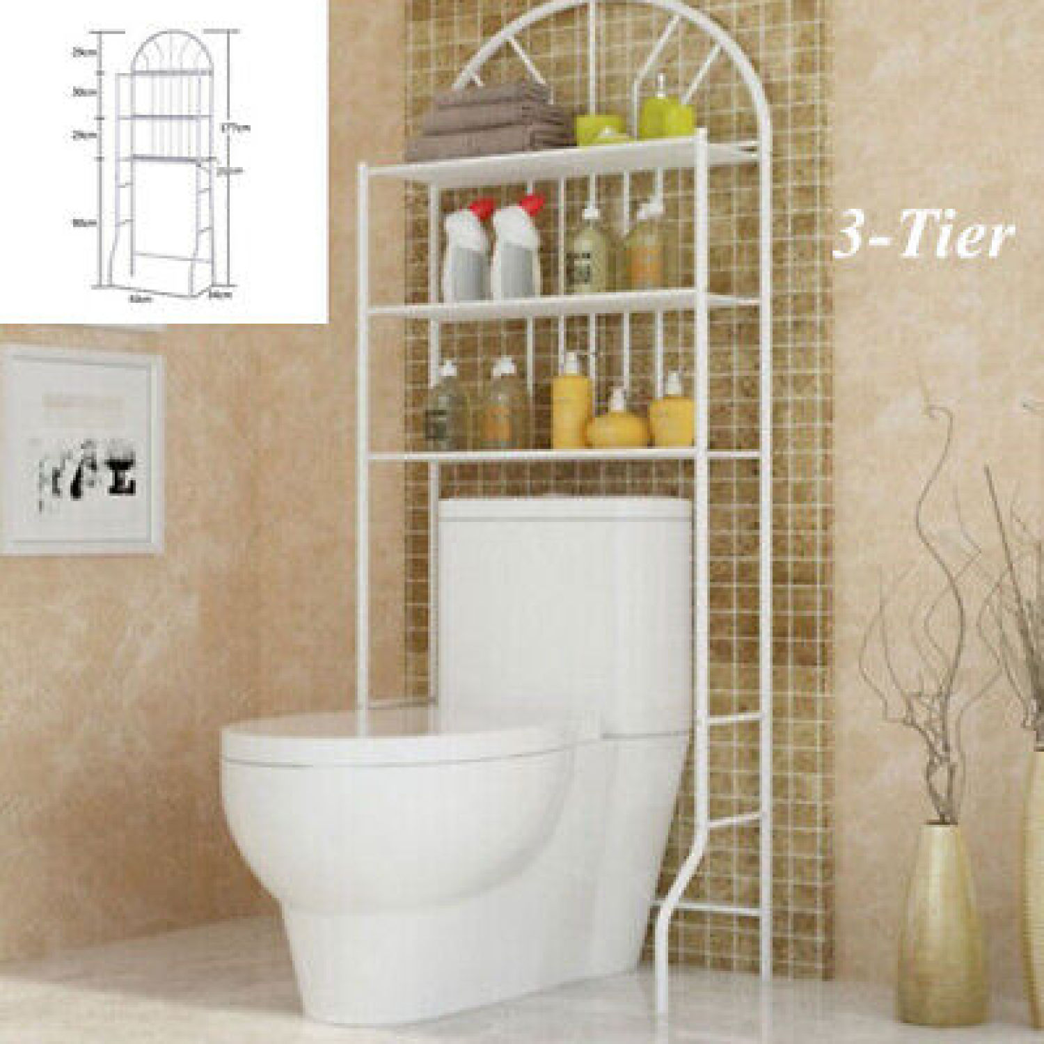 Over The Toilet Storage Rack Shelves Bathroom Organizer Shelf Space ...